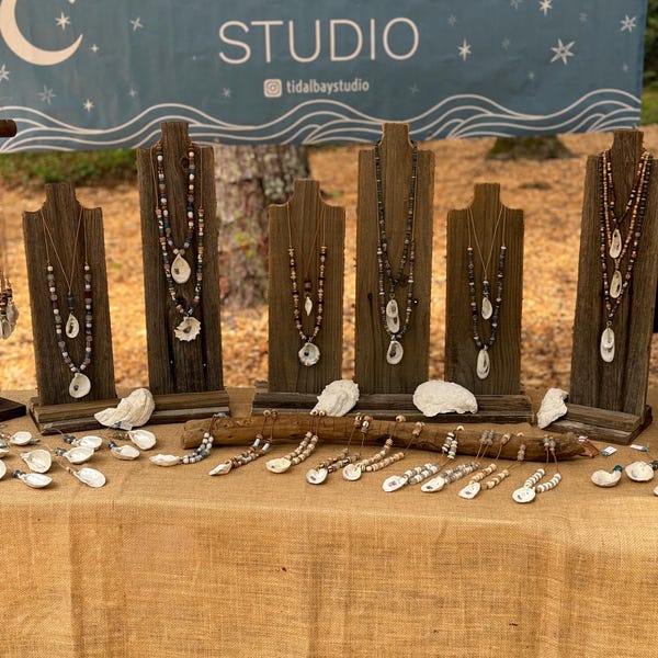 Tall Nesting Display Risers in Raw or White Washed Pine Wood Jewelry ...