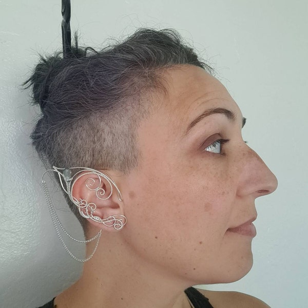 Pair of Elf Ear Cuffs Empire - Ear Cuff With Chains - Elvish Ears With ...