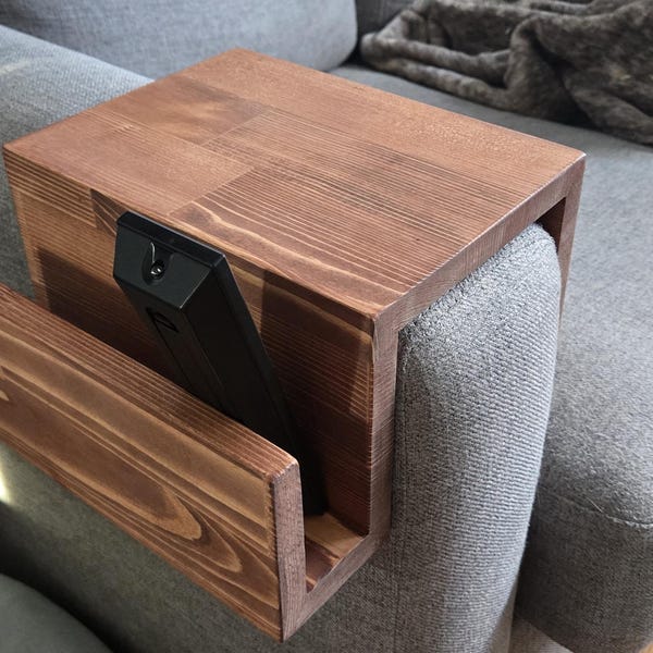 Functional Wood Armrest Table, Couch Arm Rest Table With Magazine Stand ...
