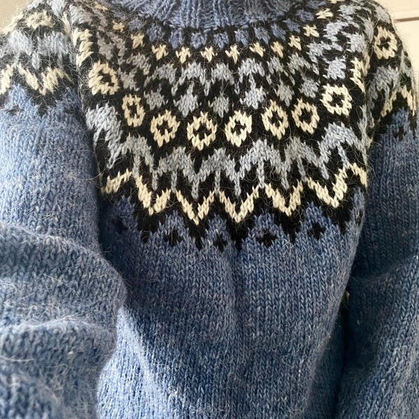 Knitted Icelandic Wool Sweater - Etsy
