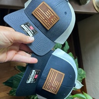 Custom Leather Patch Hat Laser Cut & Engraved Sewn on Hand Finished ...