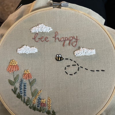 PDF PATTERN Bee Happy, Beginner Embroidery Pattern, Gift for Friend ...