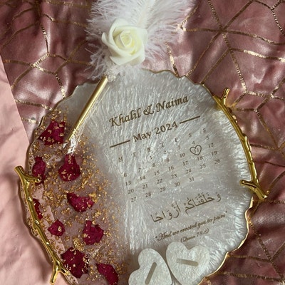 Gold and Pink Ring Tray, Engagement Ring Tray, Wedding, Personalised ...