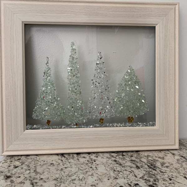 Sea Glass Tree Art Christmas Trees Wall Decor Sea Foam Glass Winter ...