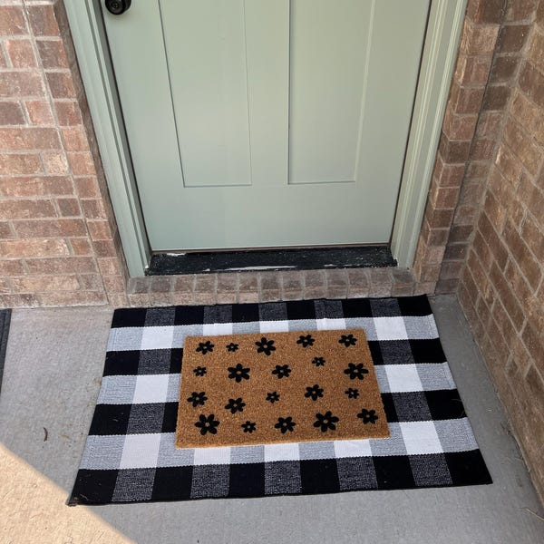 Oversized Buffalo Check Entry Rug, Doormat Layering Rug, Buffalo Plaid ...