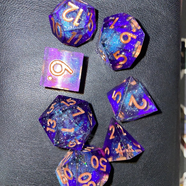 Spiral Galaxy Handmade Polyhedral Dice Set | Sharp Edge | Dungeons ...