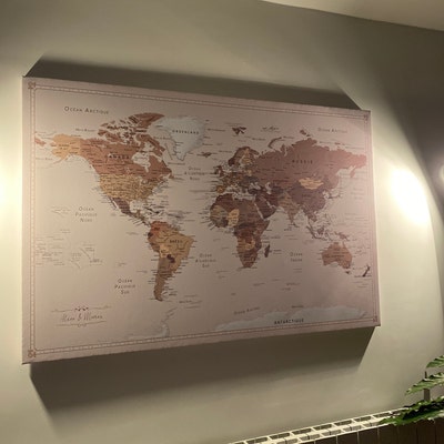 Personalized Pinboard Travel World Map Canvas Handmade Home Decor ...