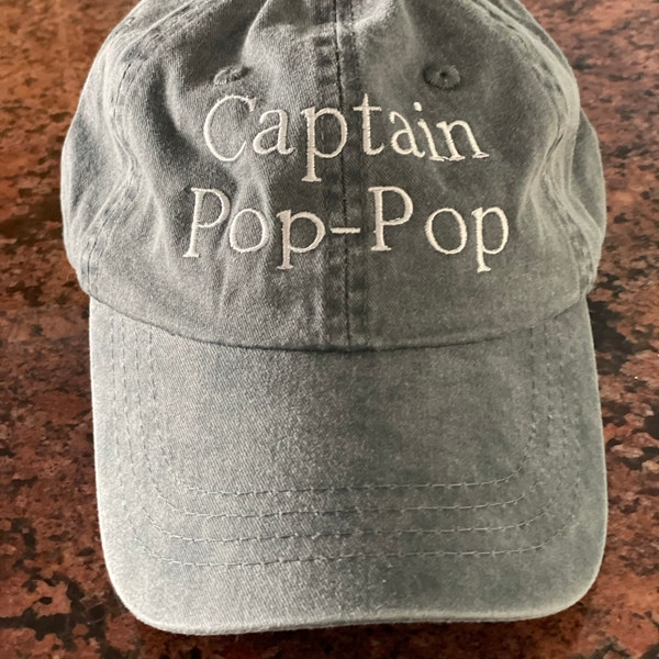 Custom Baseball Cap - Captain Pop-pop Embroidered Baseball Cap - Great ...