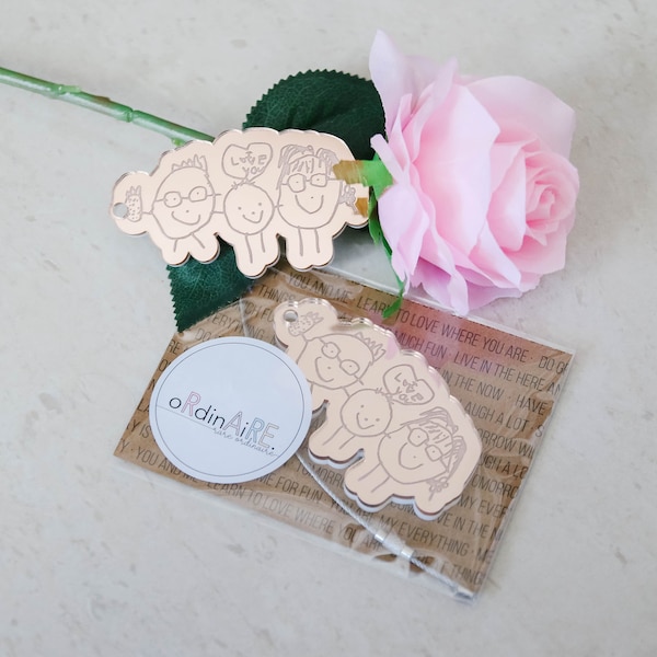 Custom Kids Drawing Keychain | Key Ring | Children Art - Etsy