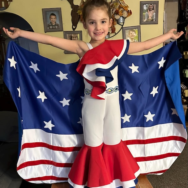 Red White Blue Wear With Cape Pageant Fun Fashion Girls Patriotic ...