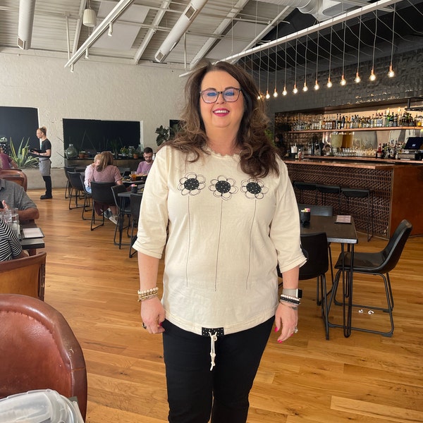 Women's More Than One Size V Neck Tunic Pullover Sweatshirt, Inside Out ...