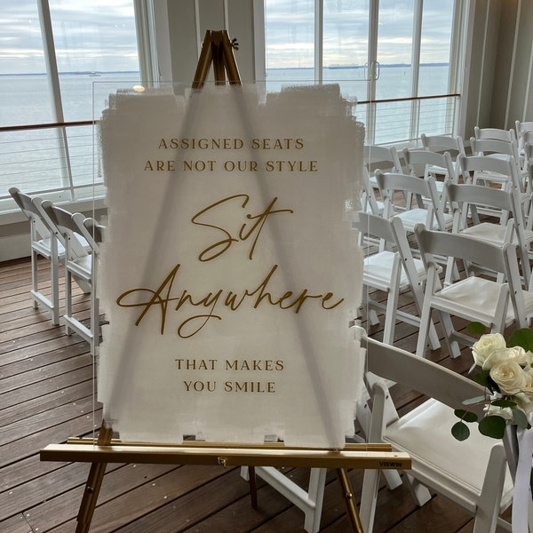 Acrylic Wedding Ceremony Seating Sign, Sit Anywhere, Modern Decor ...