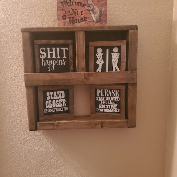 Bathroom Mini Collection 6"x6" Sign. Farmhouse Bathroom, Bathroom Shelf ...