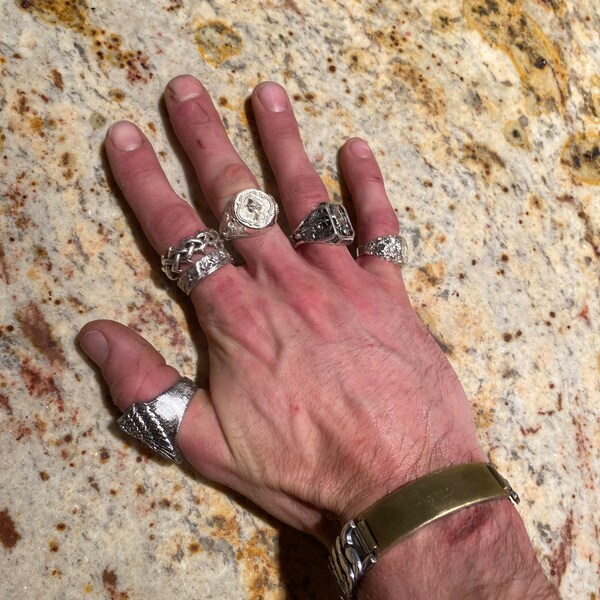 Catholic Raphael Angel Sacred Heart Ring 925 Sterling Silver 25 Grams ...