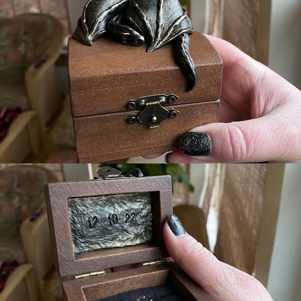 Bronze Dragon Box Wooden Wedding Box for Rings Proposal Box Ring ...