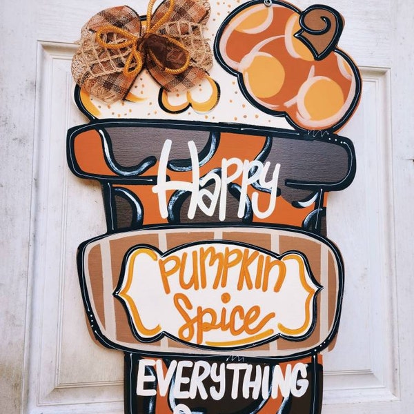 Pumpkin Spice Latte Door Hanger, Door Hanger, Fall Door Hanger - Etsy
