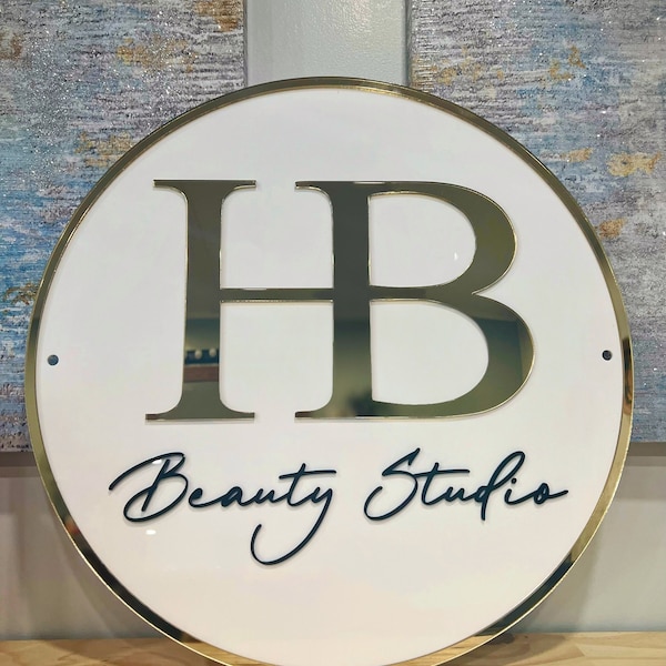 Brushed Gold Letters for Wall, Acrylic Large Salon Sign, Easy to ...