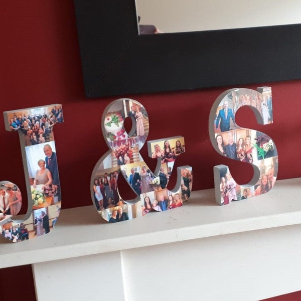 Personalised Photo Initials, Personalised Handmade Wooden Letters (15cm ...