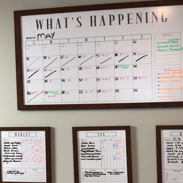 Family Dry Erase Chalkboard Calendar , Landscape 36" X 24" Grease Board ...