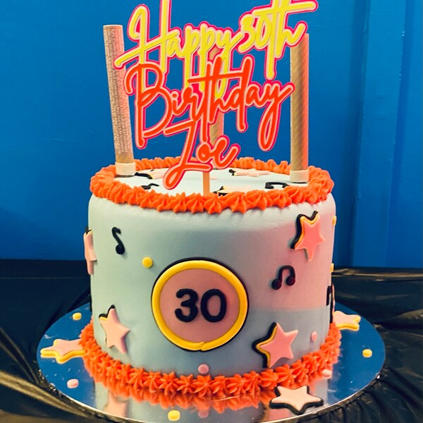Neon Birthday Cake Topper - Neon Birthday Party - 80s Party - Rave ...