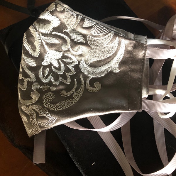 Satin Mask-embroidered Satin Mask-satin Face Covering-formal Satin Face ...