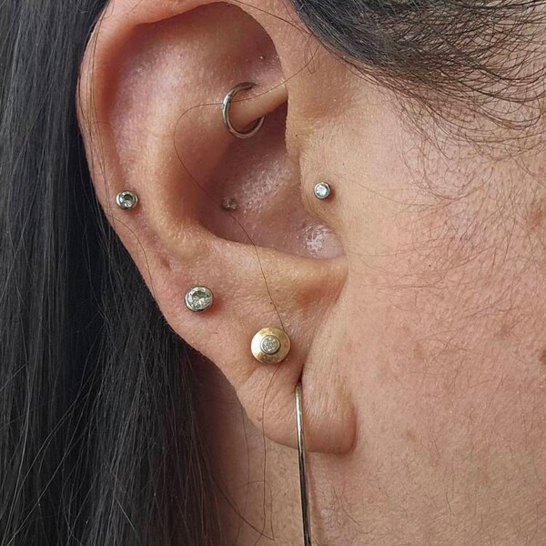 THREADLESS Push Pin Flat Back 16G/18G/20G Labret Stud,implant Titanium ...