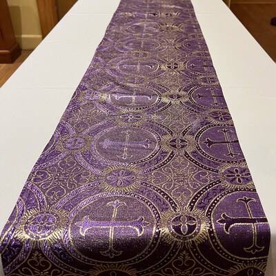 Altar Cloth Catholic Christian Home Prayer Table Runner Blue Metallic ...