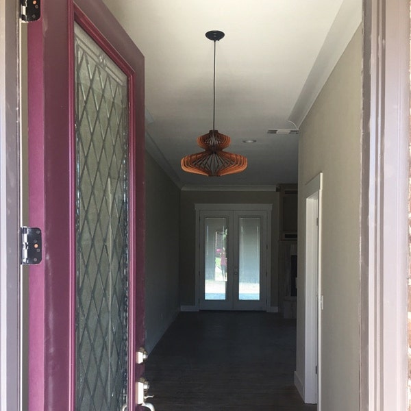 Artisan Hanging Light Fixture in Wood, Providing Ambient Lighting for ...