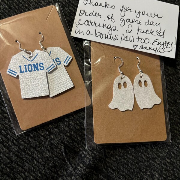 Detroit Football Earrings | Blue and Gray and White Football Earrings ...