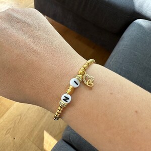 Pulsera con letras Letra de Plata pulsera con nombre pulsera de perlas ...