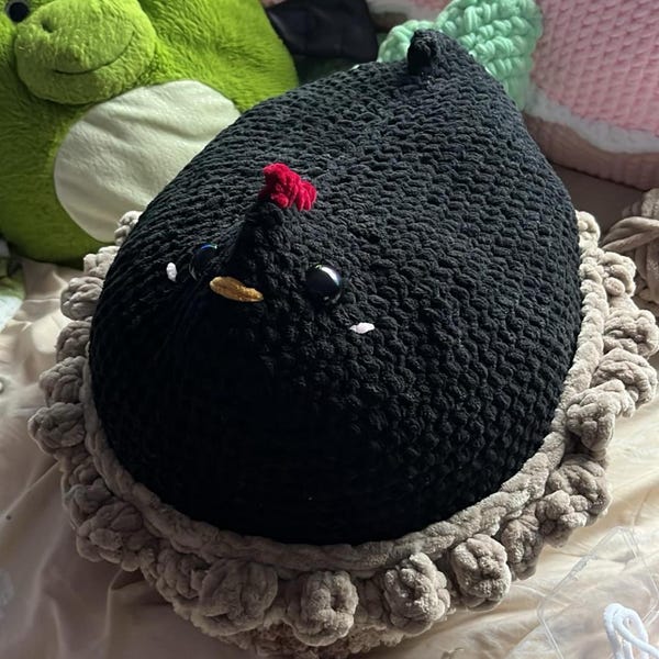 Farmhouse Crochet Giant Chubby Chicken Crochet Chicken Decor Chicken ...