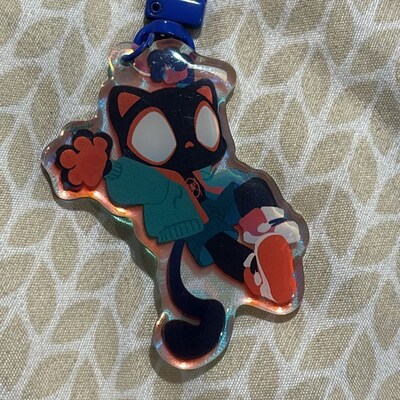 Meows Morales Spiderverse Holographic Keychain PREORDER - Etsy
