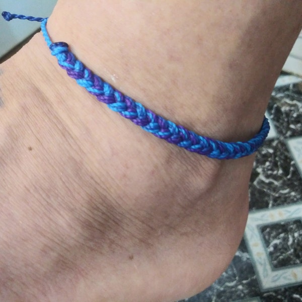 Braided Anklet, CUSTOMIZABLE Waterproof Adjustable String, Birthday ...