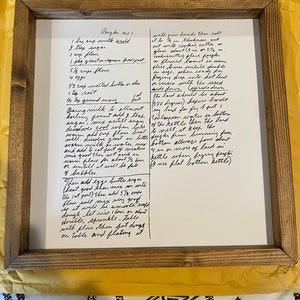 Handwritten Recipe Custom Wood Framed Printed Family Kitchen Sign - Etsy