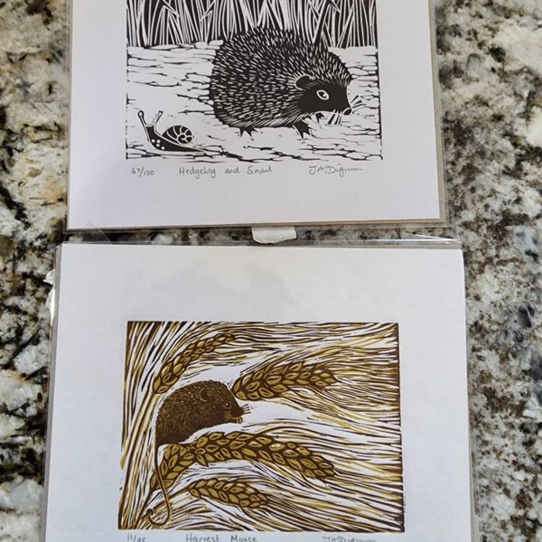 Limited Edition Handmade Linocut. Hunting Otter. - Etsy