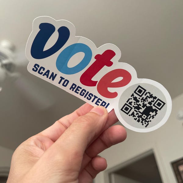 QR Code Vote Sticker for Car, 5.25" Vote Bumper Sticker, Register to ...