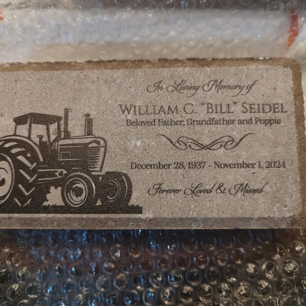 Family Loss Memorial Stone. Tractor. Farmer. Husband. Dad. Grandpa ...