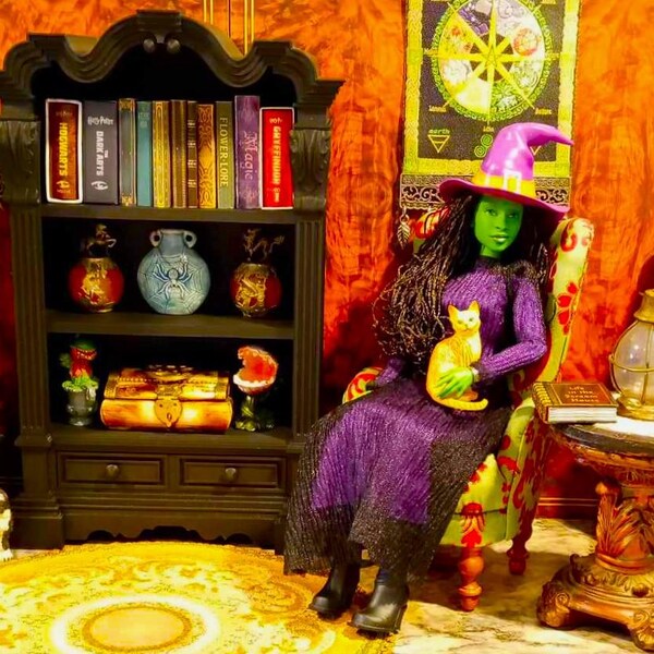 Navy Mid-century Modern Miniature Bar Navy With Gold Hardware, 1/6 ...