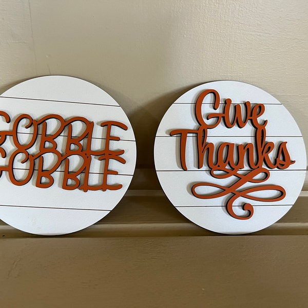 Give Thanks Tier Tray-turkey 3D Mini Round-fall Decor-gobble Gobble ...