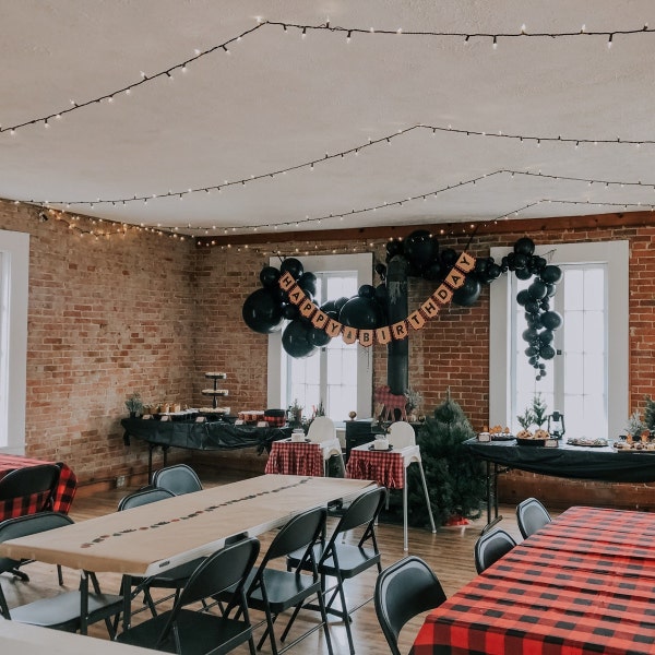 Lumberjack Garland, Buffalo Plaid Party Decor, Black Bear and Buffalo ...