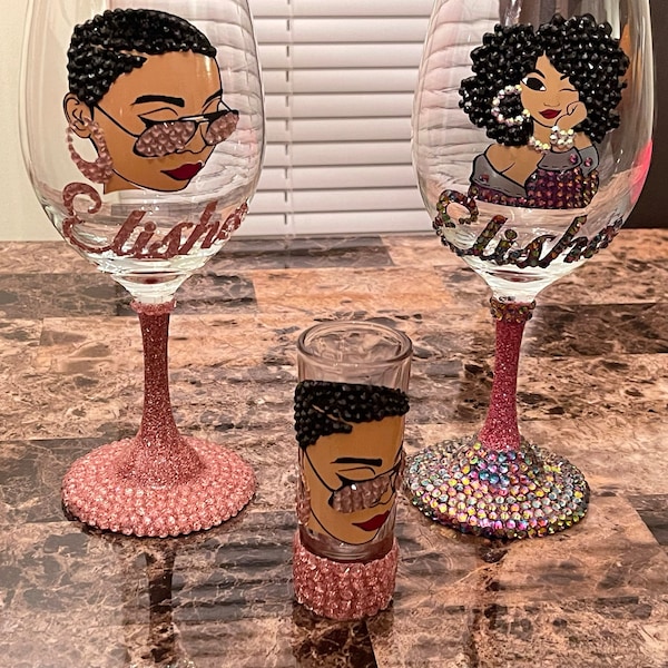 Rose Gold 2 Piece Wine Glass Set - Etsy