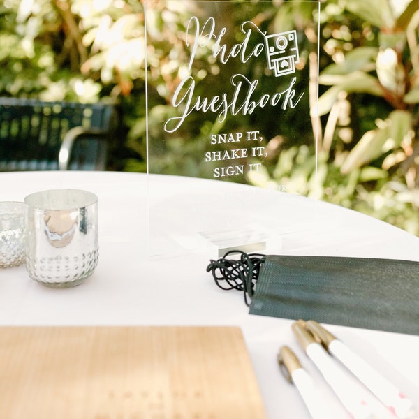 Photo Guestbook Snap It Stick It Sign It Clear Glass Look Acrylic ...