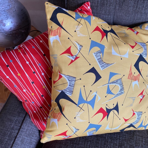 Set of 4 Melamine High Quality Placemats. Mid-century Modern Table Mats. Red Atomic Pattern. MCM ...