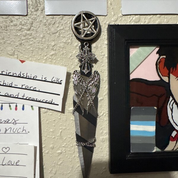 Cthulhu Inspired Blue Dagger With Dragon & Cross - Handcrafted Gift for ...