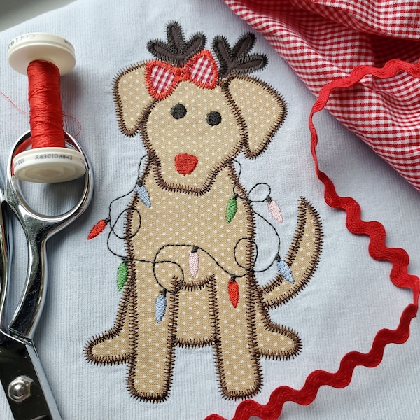 Christmas Dog Applique - Christmas Dog ZZ Applique Design - Dog ...