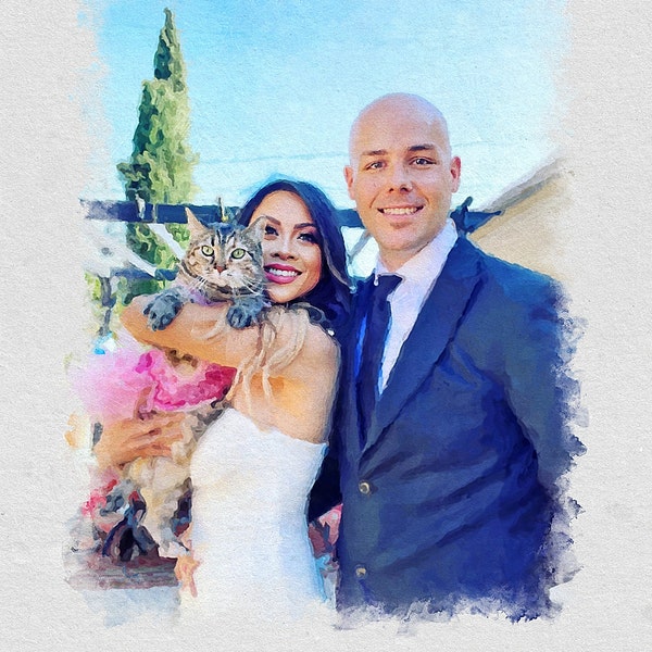Custom Wedding Photo Drawing, Wedding Photo Watercolor, Wedding Picture ...