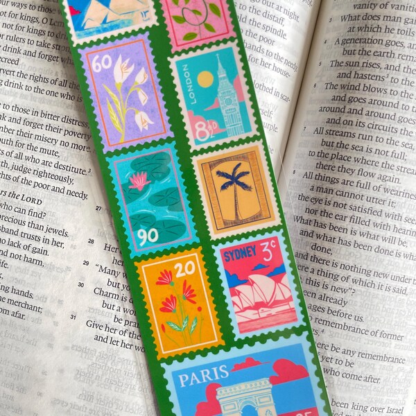 Vintage Nature Stamp Bookmark Flower Summer Garden Butterfly Travel ...