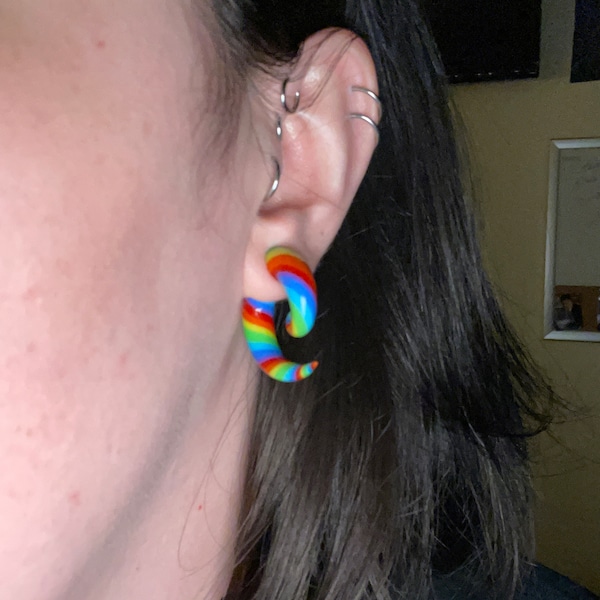 Rainbow Gauges / Spiral Ear Gauges / Gauge Earrings / Spiral Ear Plugs ...
