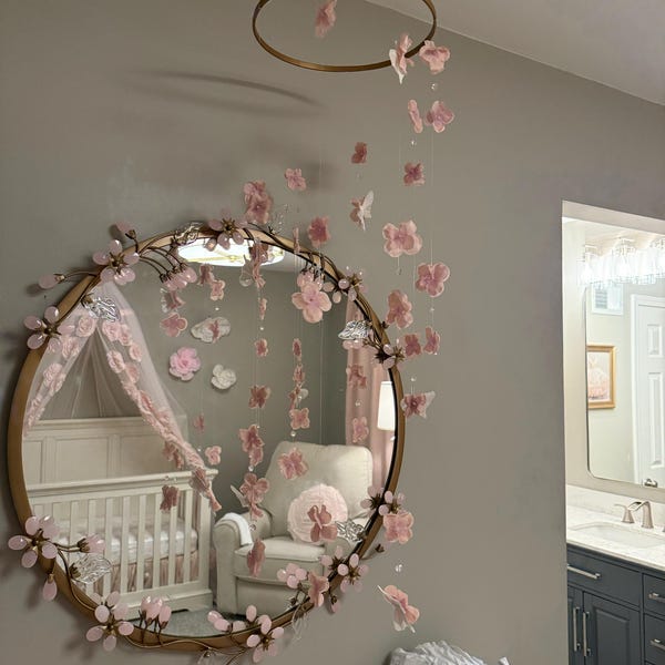 Floral Butterfly Baby Mobile – Sparkle Nursery Decor - Etsy