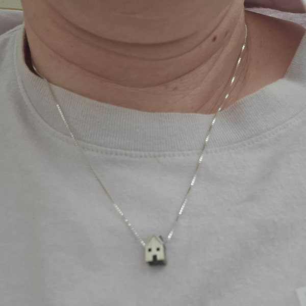 House Necklace, Sterling Silver House Necklace, Silver Home Pendant ...